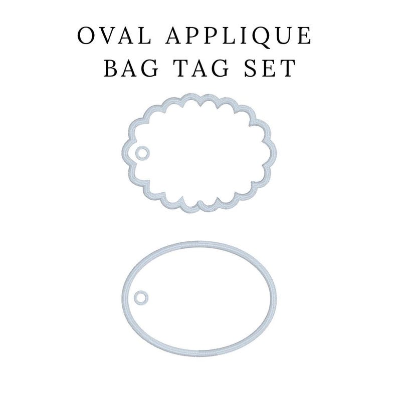 Oval Appliqué Bag Tag Set ITH Embroidery Design, in the Hoop Key Chain ...