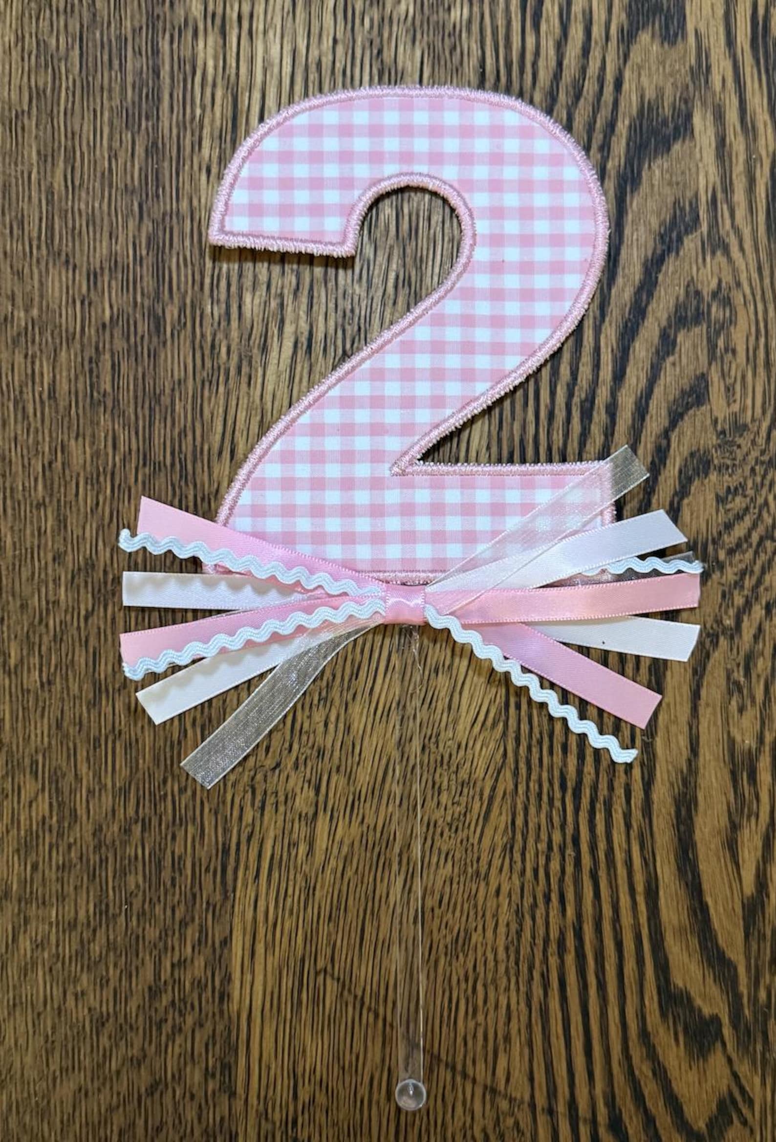 Custom Birthday Cake Number Topper – Appliqué Embroidery With Ribbon ...