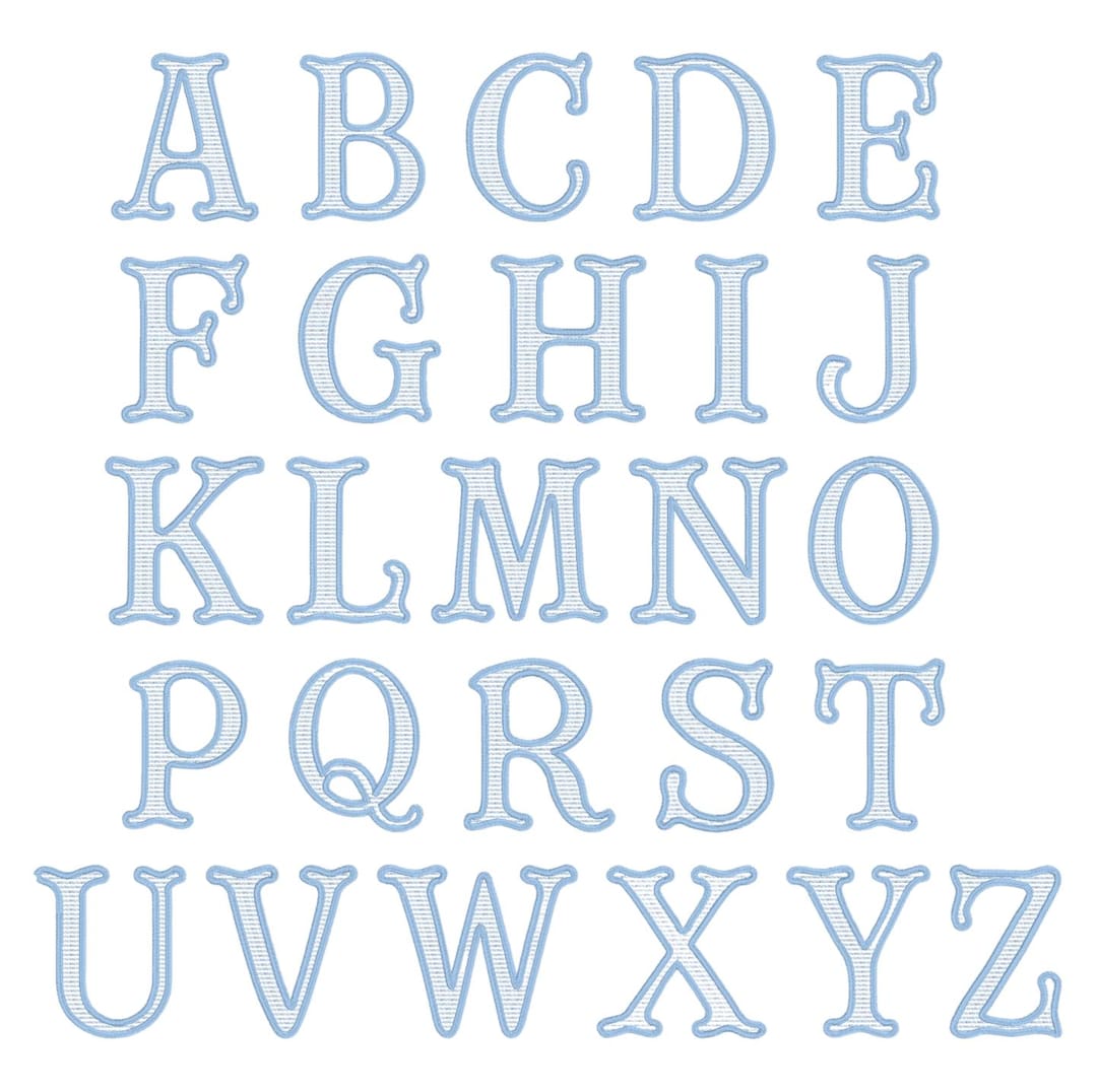 Clara Line Filled Fishtail Embroidery BX Font. Satin Stitch Monogram ...