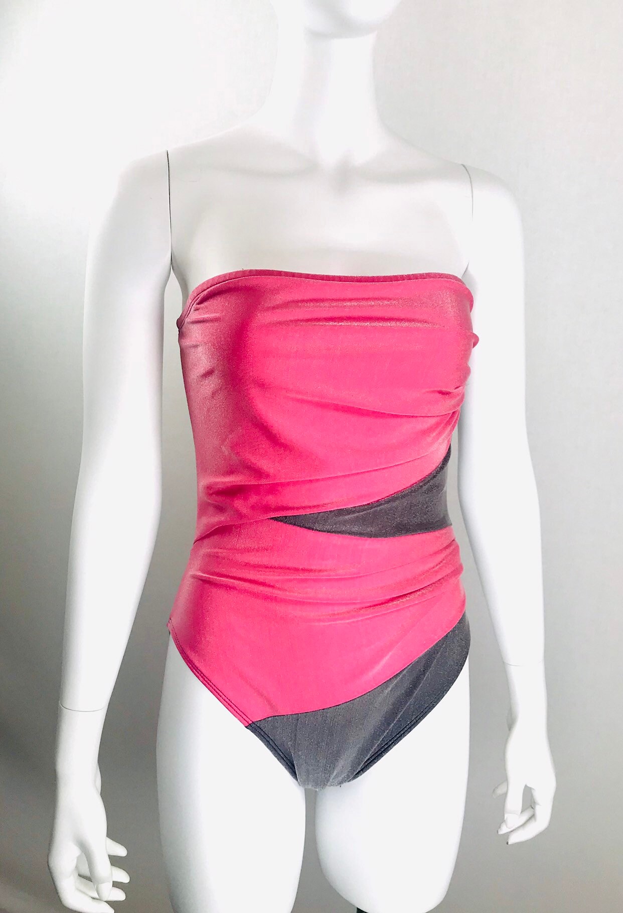 Vintage 80s 90s SOFTOUCH Metallic Sparkly Pink Gray Color Blocked ~ One ...