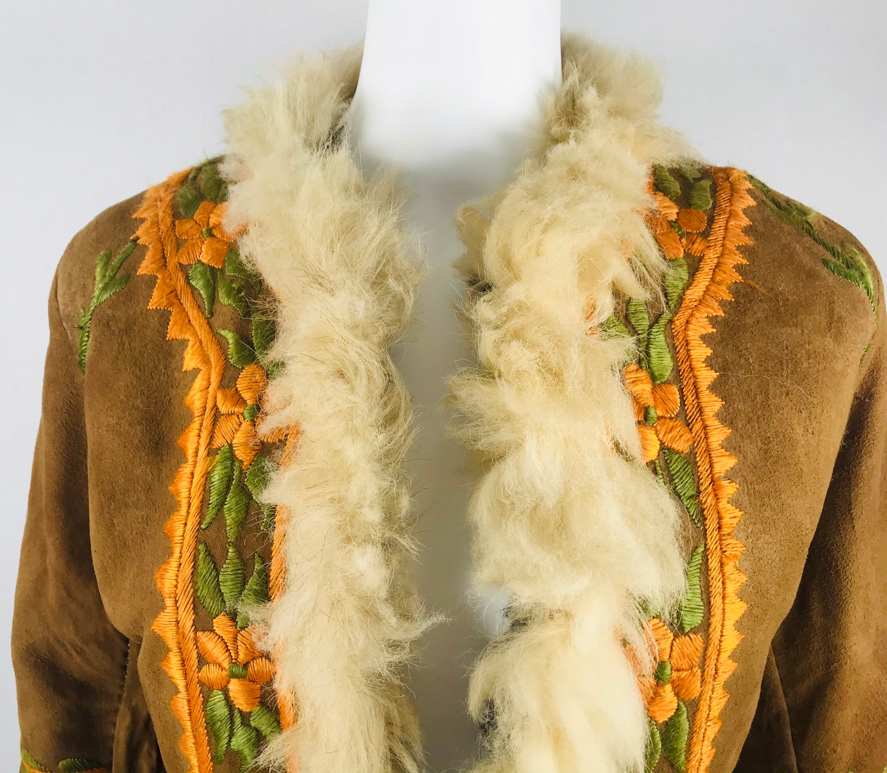 True Vintage 60s Floral Embroidered Shearling Sheepskin Woodstock ...