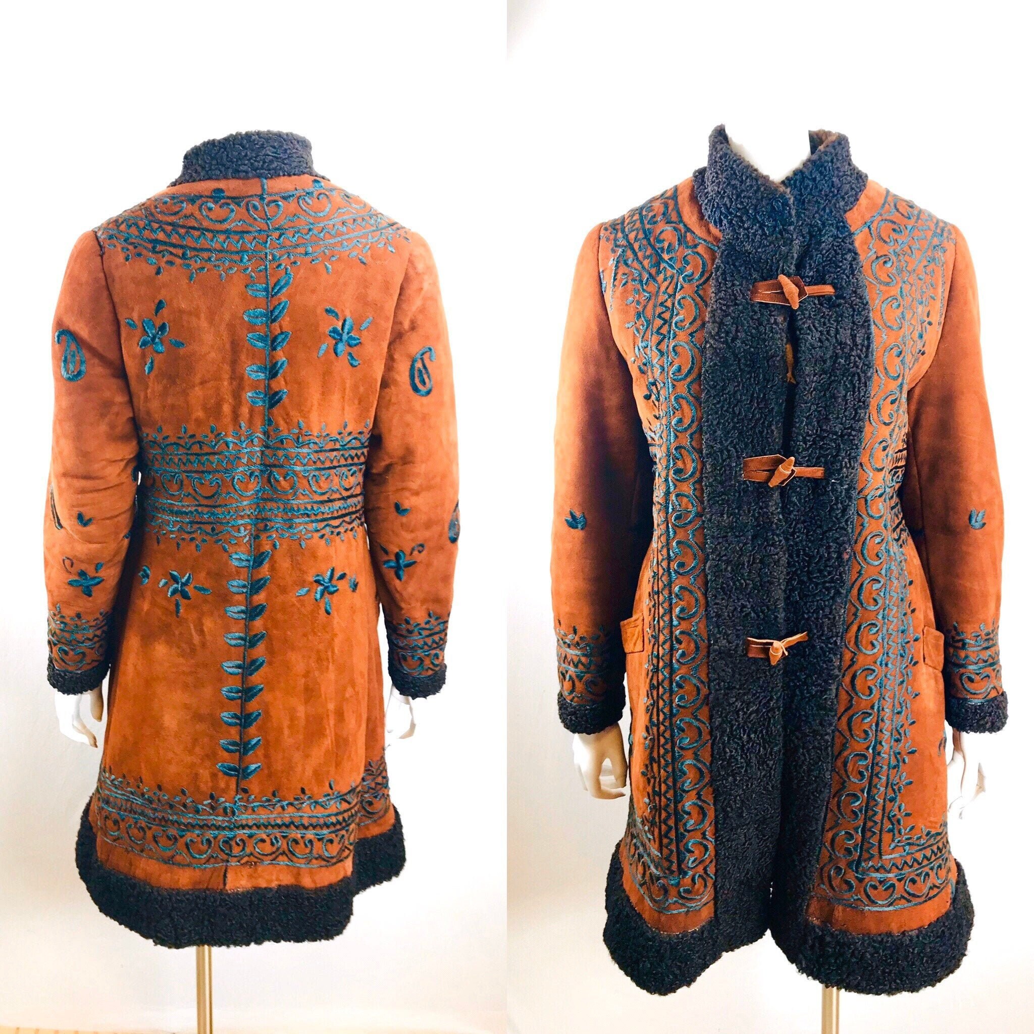 Vintage Size M 40 | 60s / 70s Long Embroidered Afghan Shearling ...