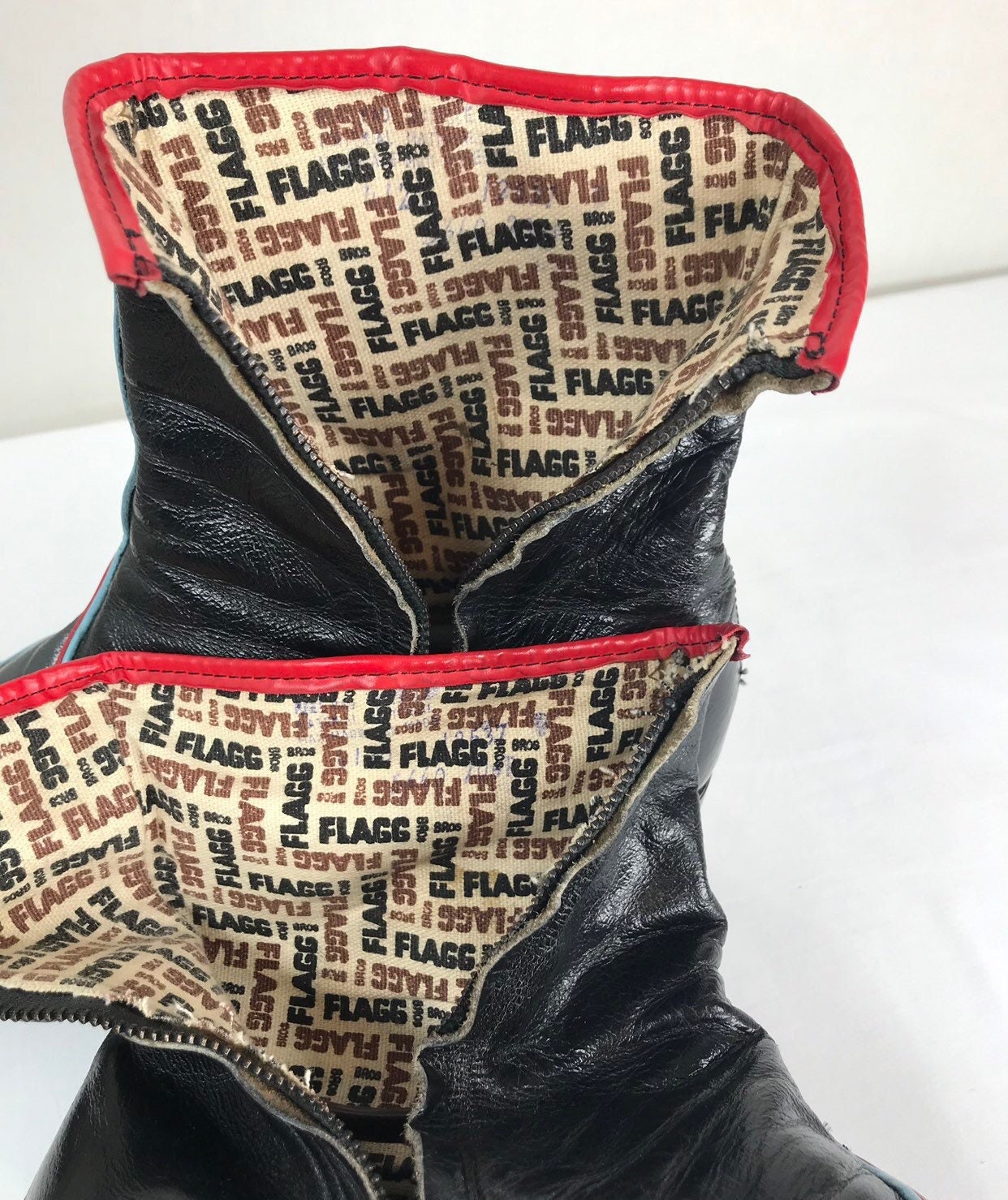 Vintage 1970's FLAGG BROS Mens US 11 ~ Ankle Boots Black & Red Leather ...