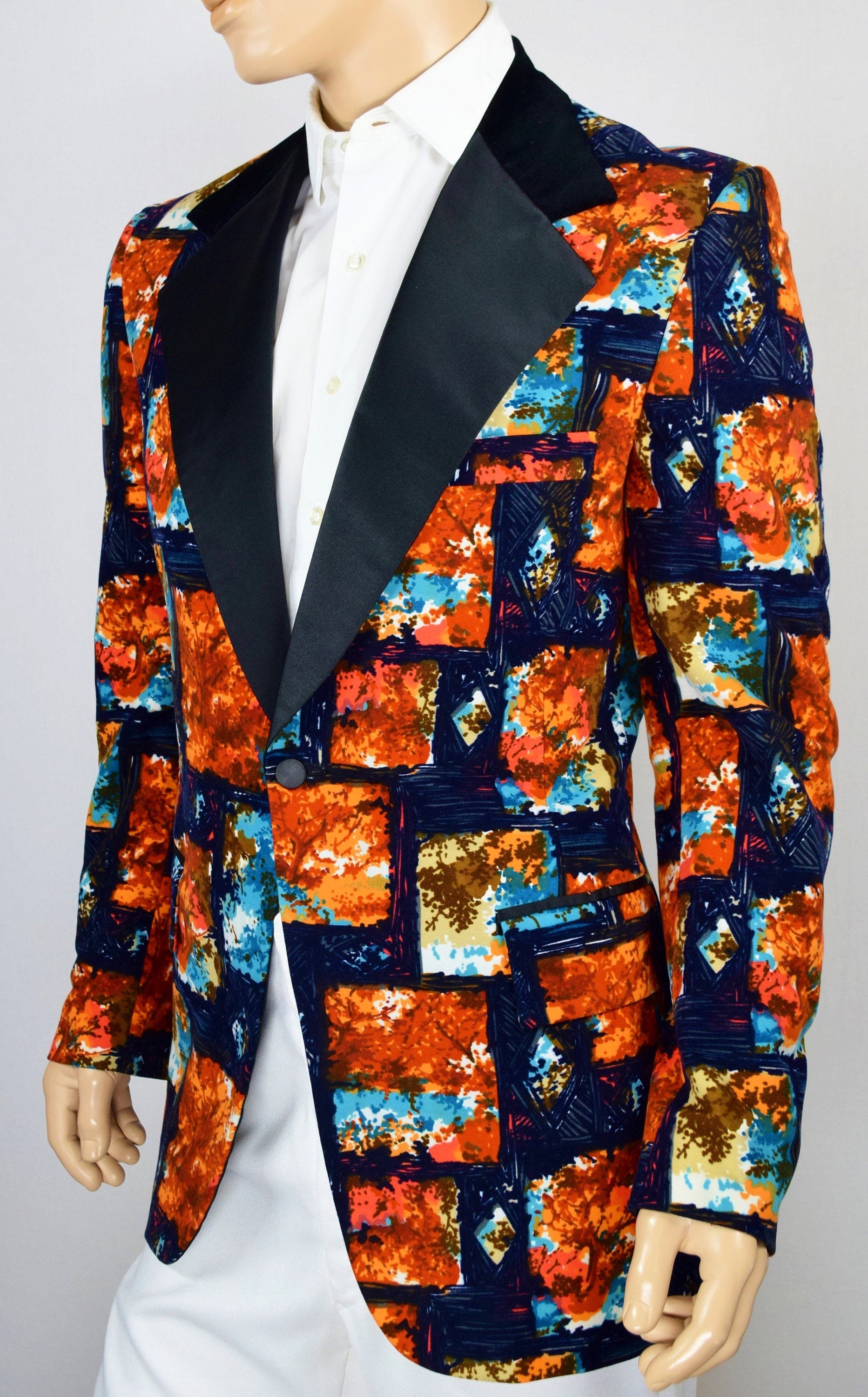 Deadstock Vintage 70s Mens 42L Rare LORD WEST One Button Photo Print ...