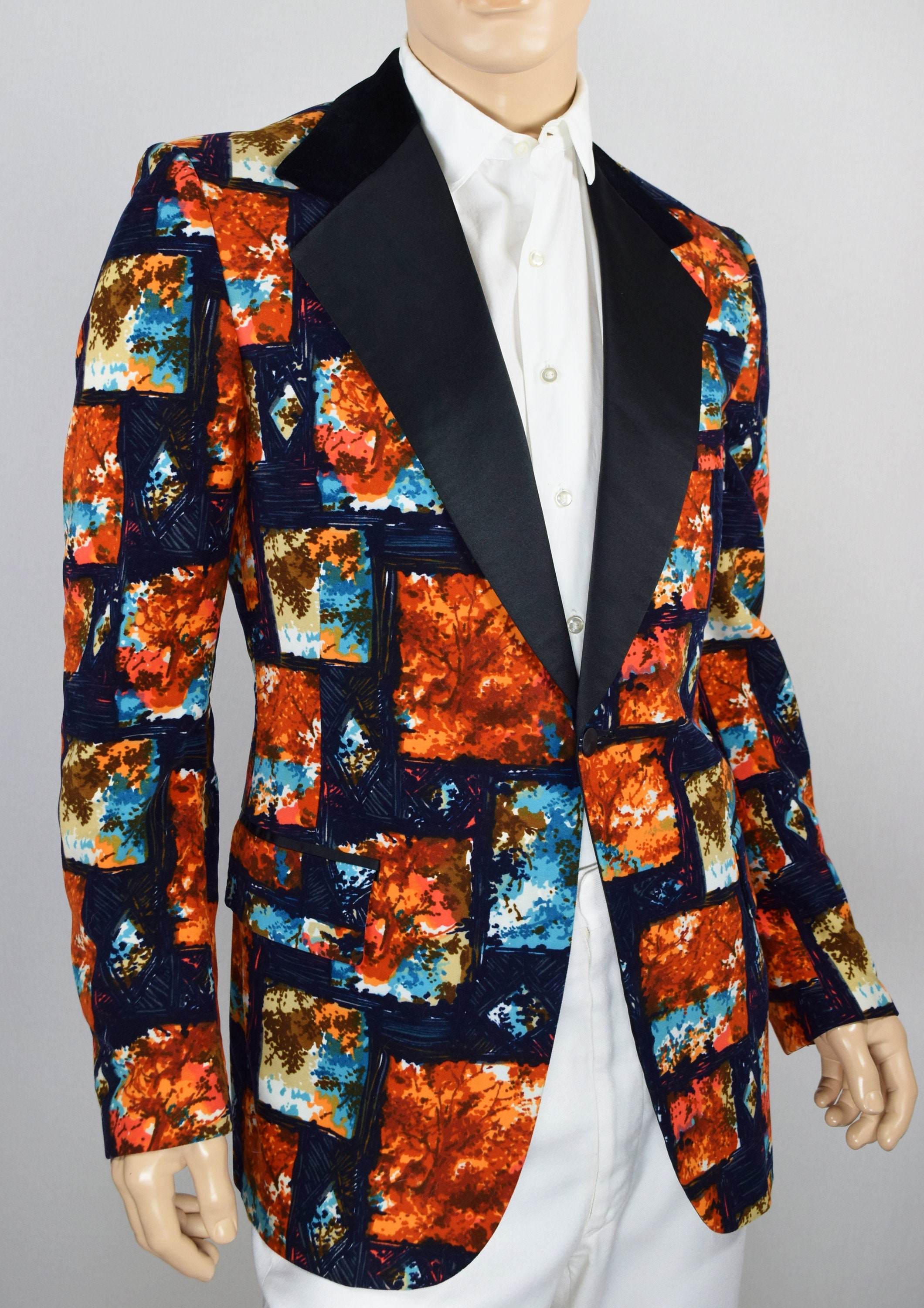 Deadstock Vintage 70s Mens 42L Rare LORD WEST One Button Photo Print ...