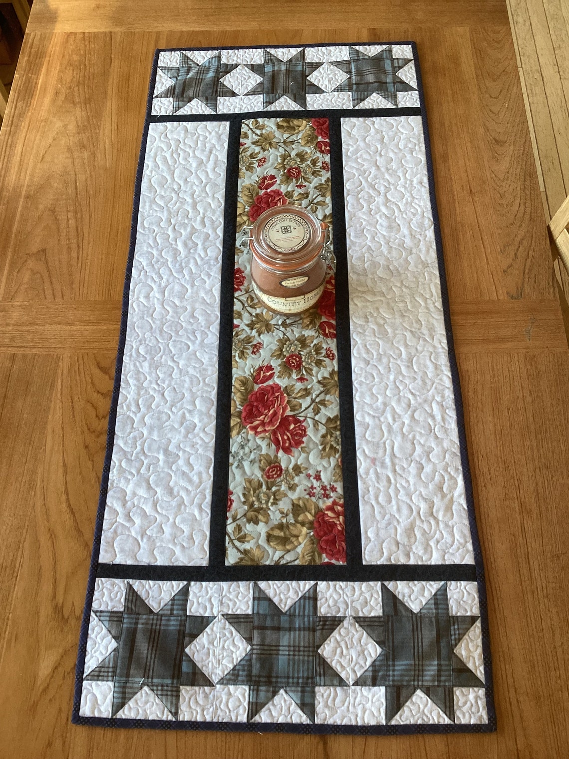 Triple Star Blue Redwood Quilted Table Runner 44 1/4 X 19 - Etsy