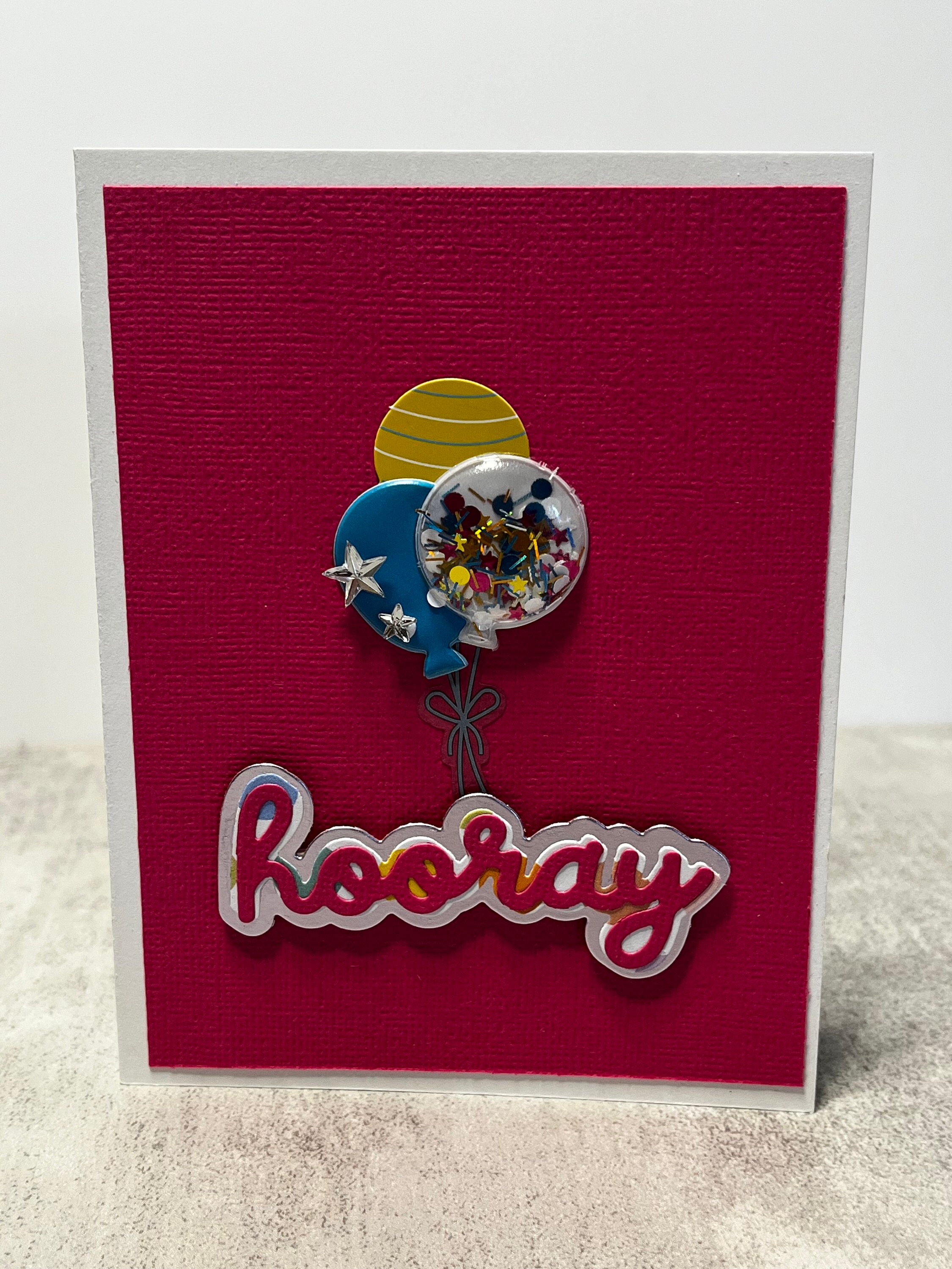 Hooray, Celebrate, Happy Birthday Cards, Balloon Birthday Card, Pink ...