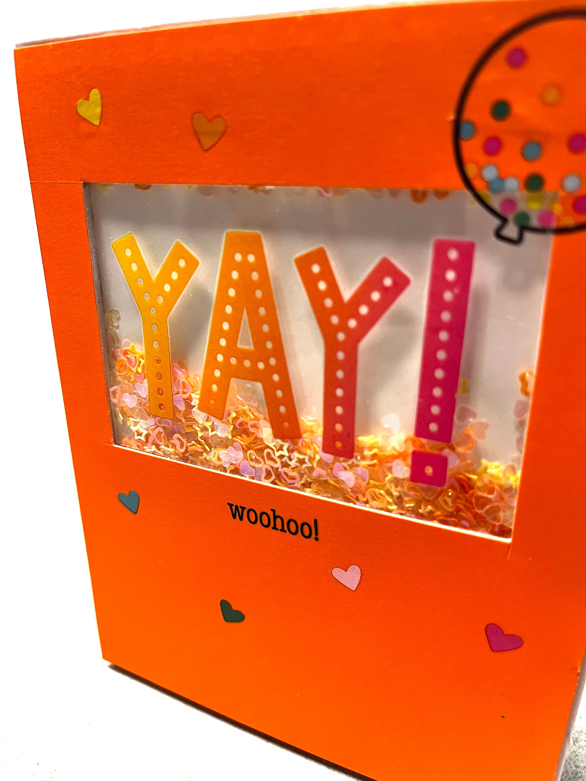 Yay Confetti Shaker Card, Celebrate, Ombré, Colorful Card - Etsy
