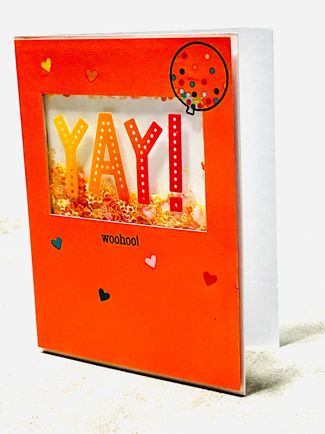 Yay Confetti Shaker Card, Celebrate, Ombré, Colorful Card - Etsy