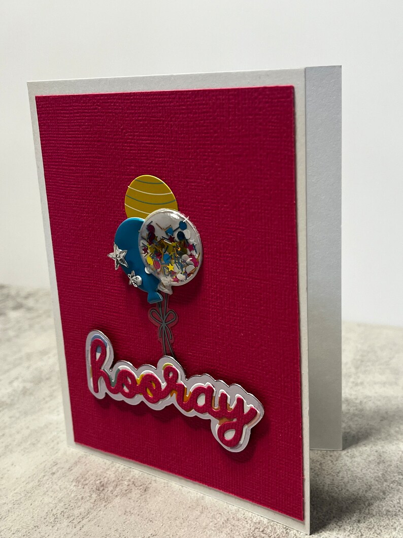 Hooray, Celebrate, Happy Birthday Cards, Balloon Birthday Card, Pink ...
