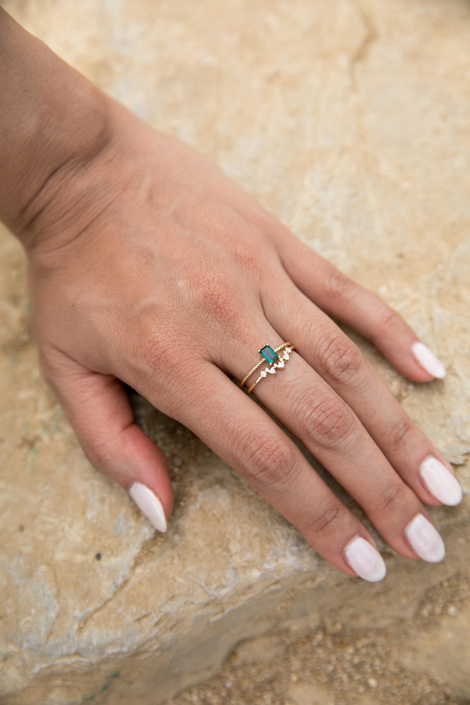 Green Tourmaline Emerald Cut Rope Ring | Etsy