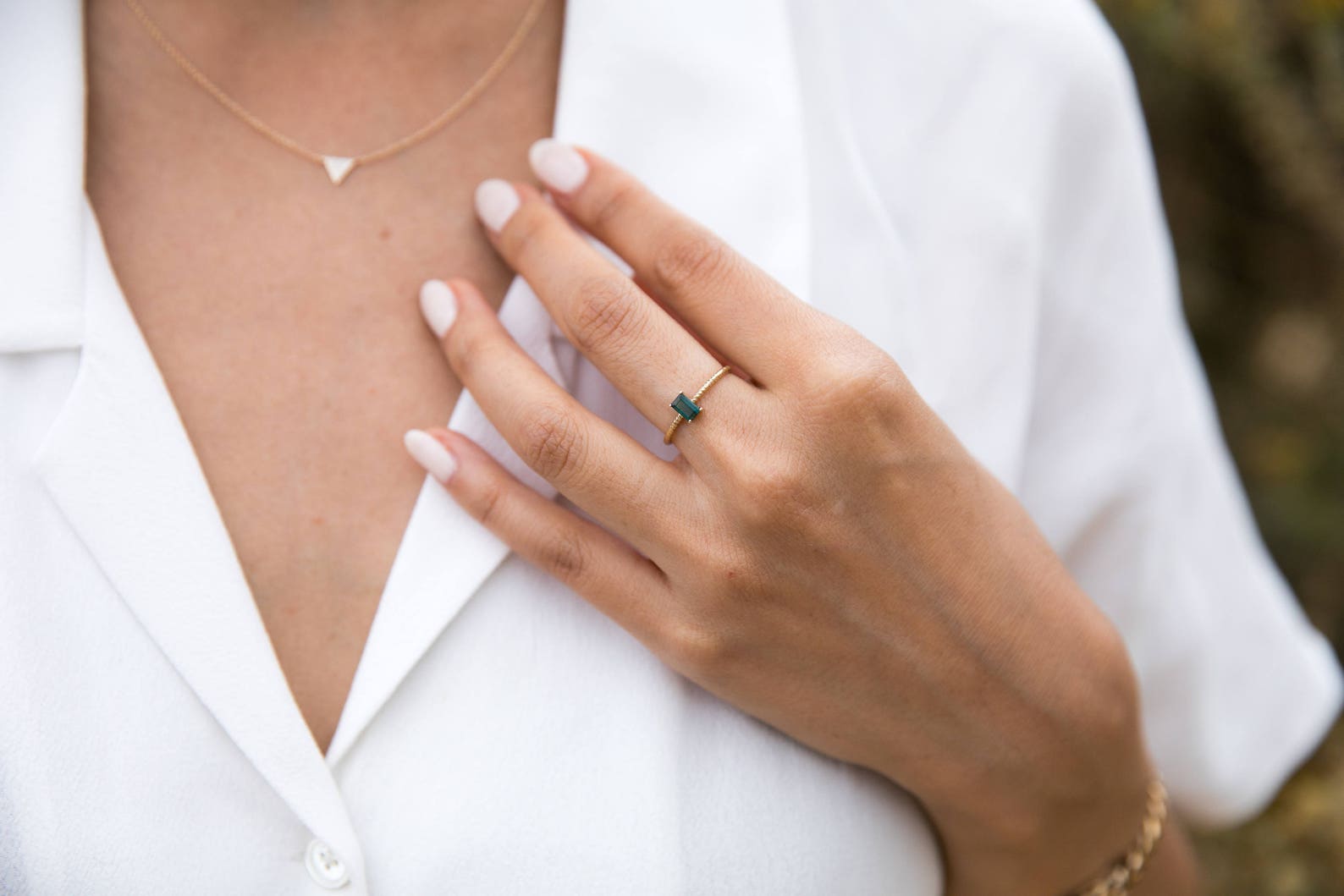 Green Tourmaline Emerald Cut Rope Ring | Etsy