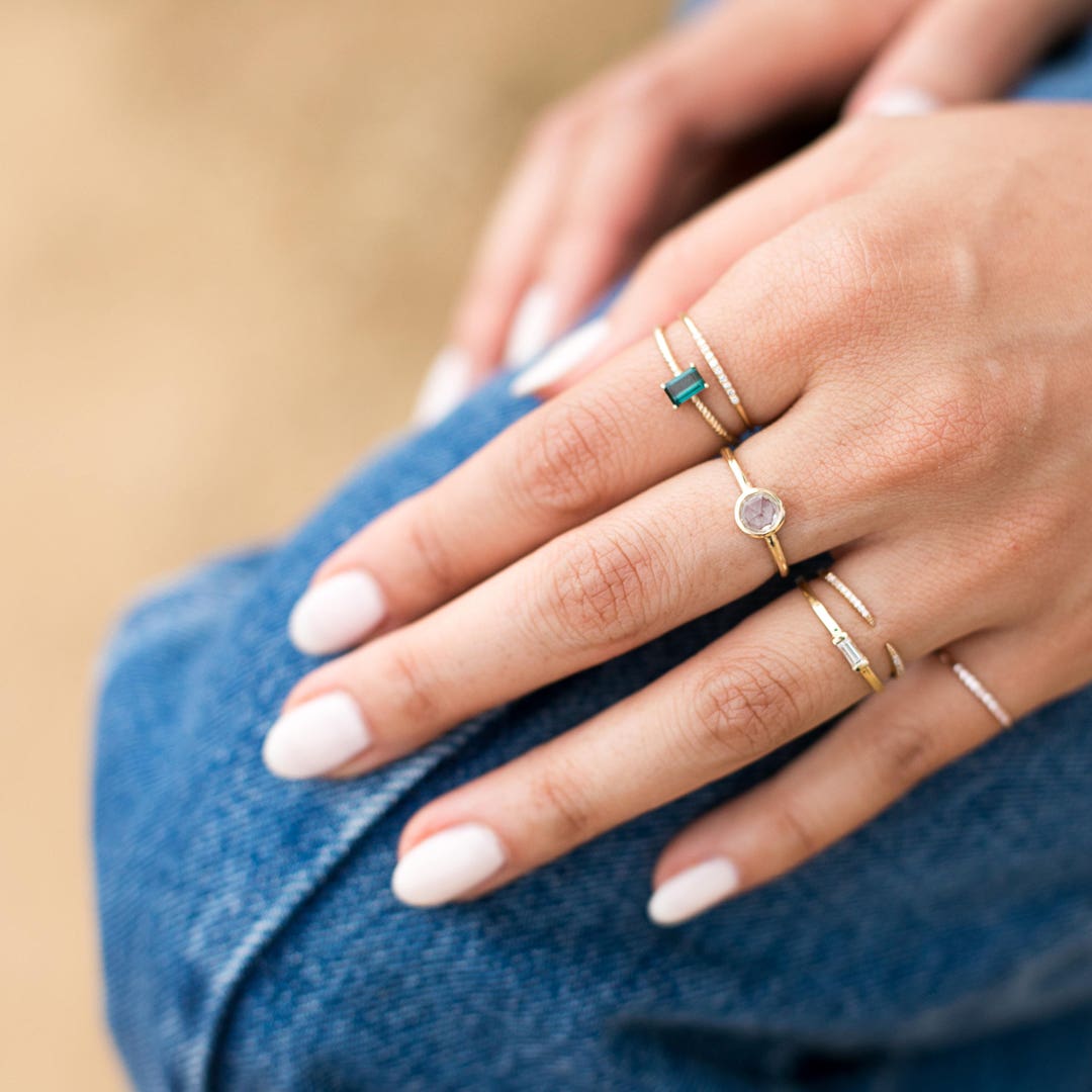 Green Tourmaline Emerald Cut Rope Ring - Etsy