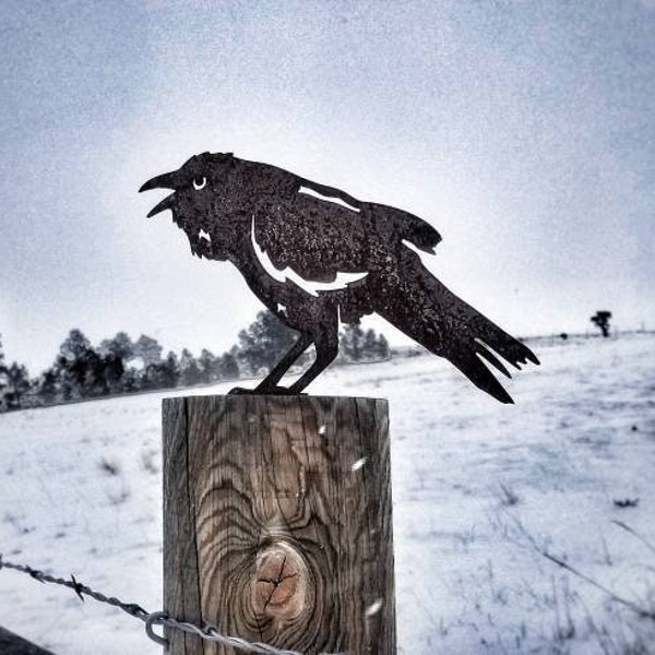 Raven Fence Post Topper - Etsy