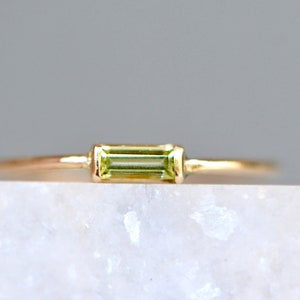 Peridot Baguette 14k Gold Ring, Minimalist Ring, August Birthstone ...