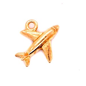 Airplane Dangle Charm Solid 14k Gold, Aviation Jewelry, Aeroplane ...