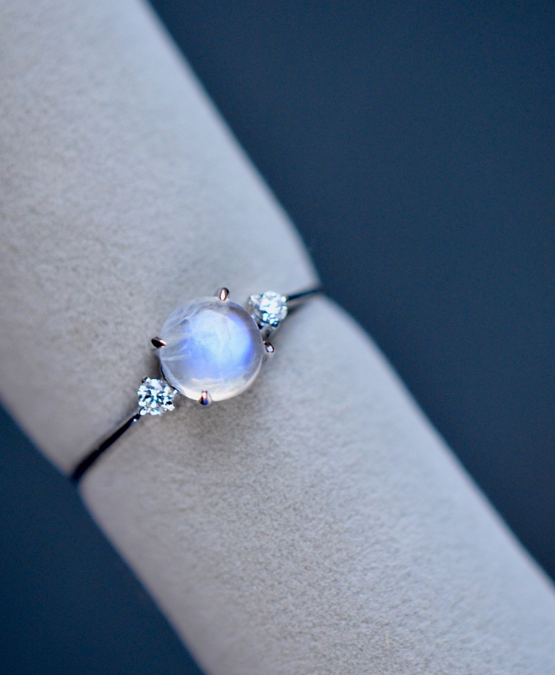 Moonstone & Diamond Engagement Ring, June and April Birthstone Ring ...