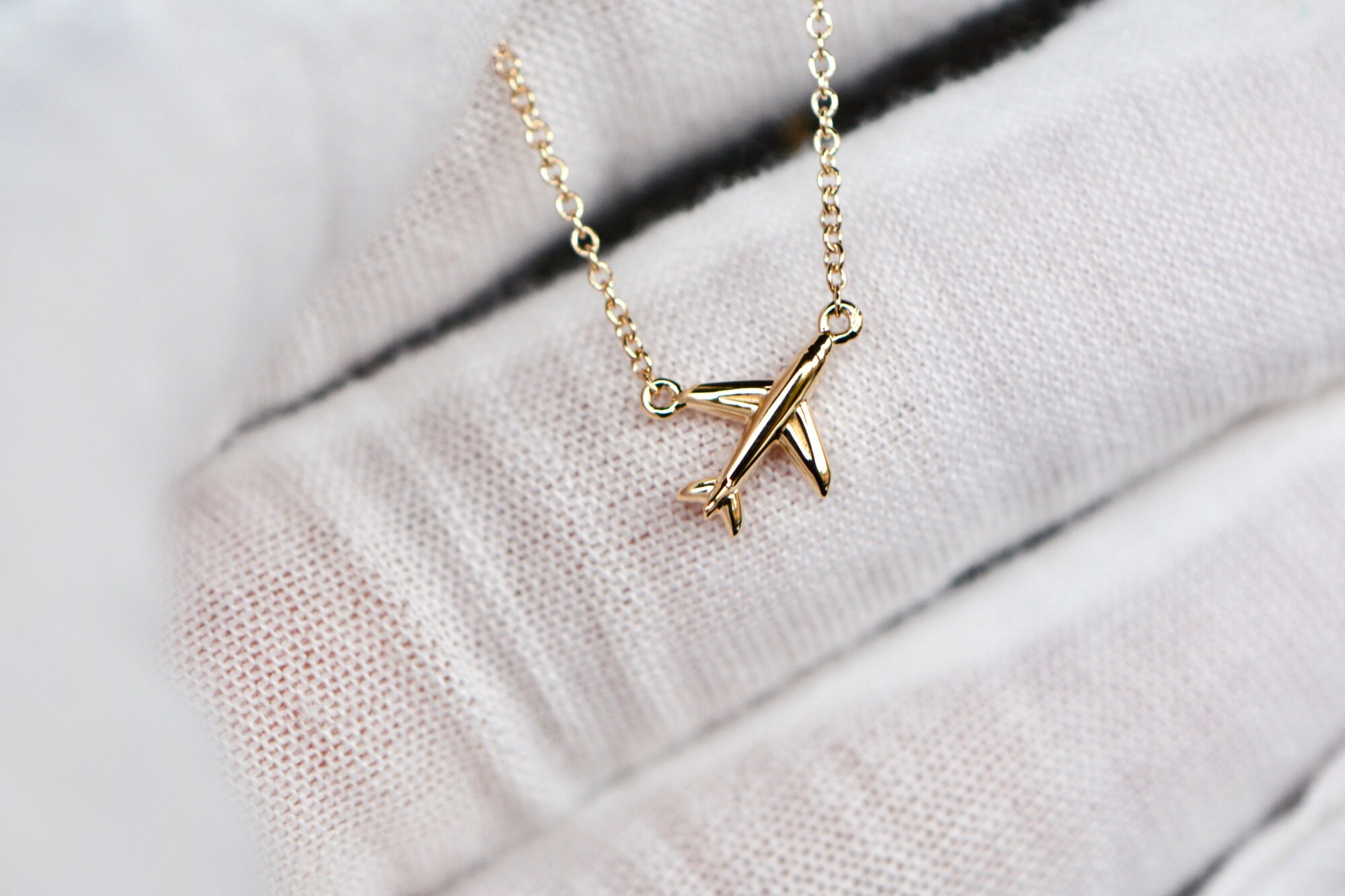 Airplane Necklace 14k Gold, Aviation Jewelry, Aeroplane Necklace, Gift ...