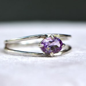 Amethyst Ring Sterling Silver, Purple Gemstone Statement Ring, February Birthstone Ring, Women ...