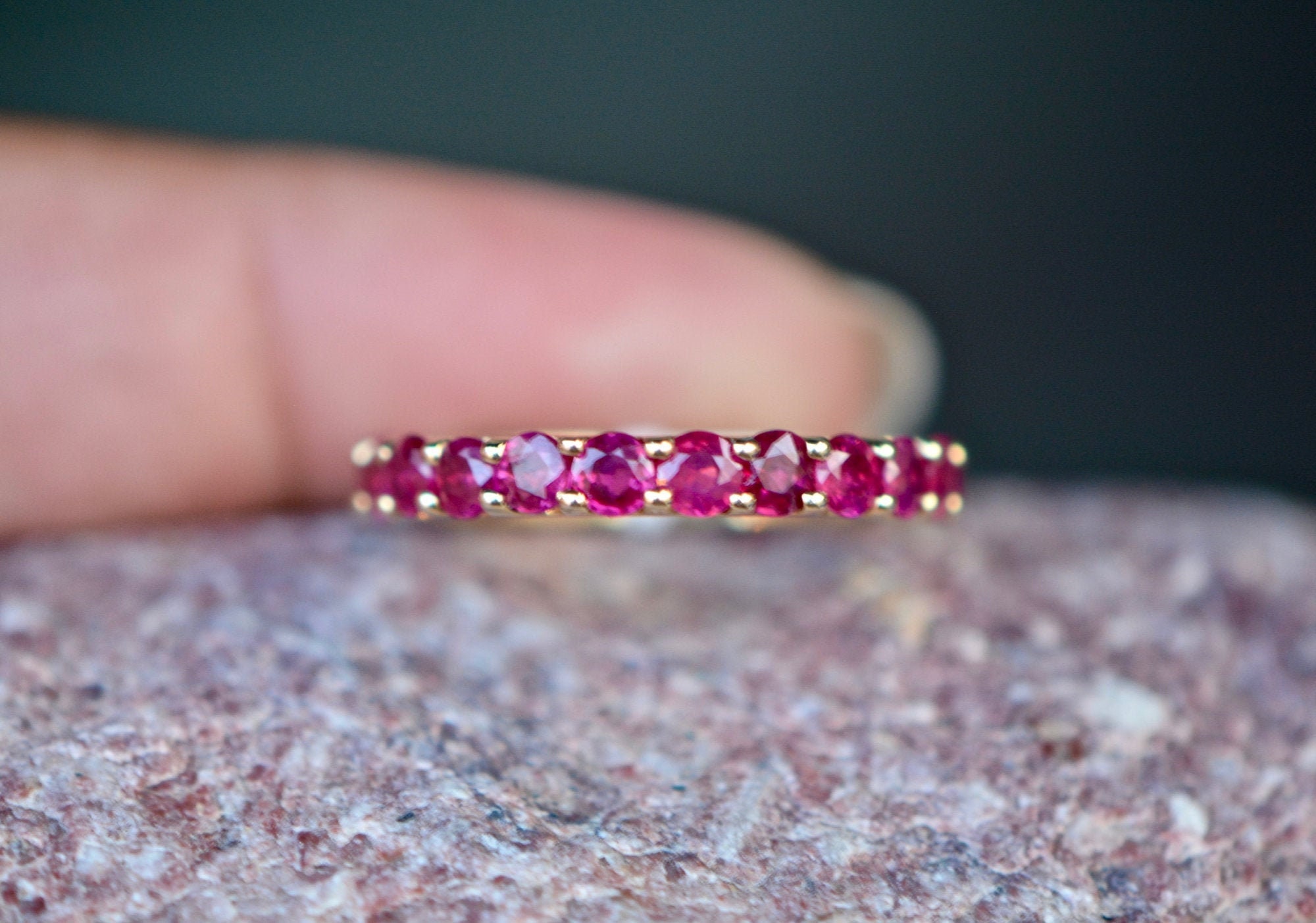 Anillo de rubí genuino anillo de rubí rojo de oro de 18 kt | Etsy