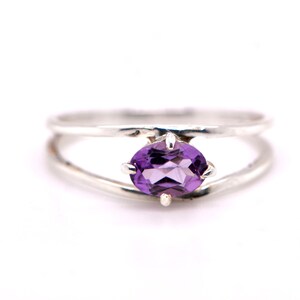Amethyst Ring Sterling Silver, Purple Gemstone Statement Ring, February Birthstone Ring, Women ...