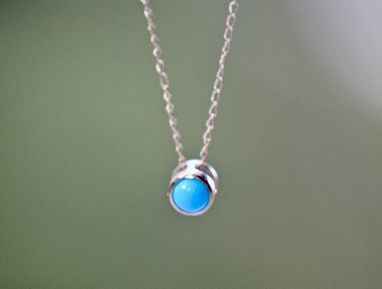 Round Turquoise Slide Necklace 14k Gold, Sleeping Beauty Blue Turquoise ...