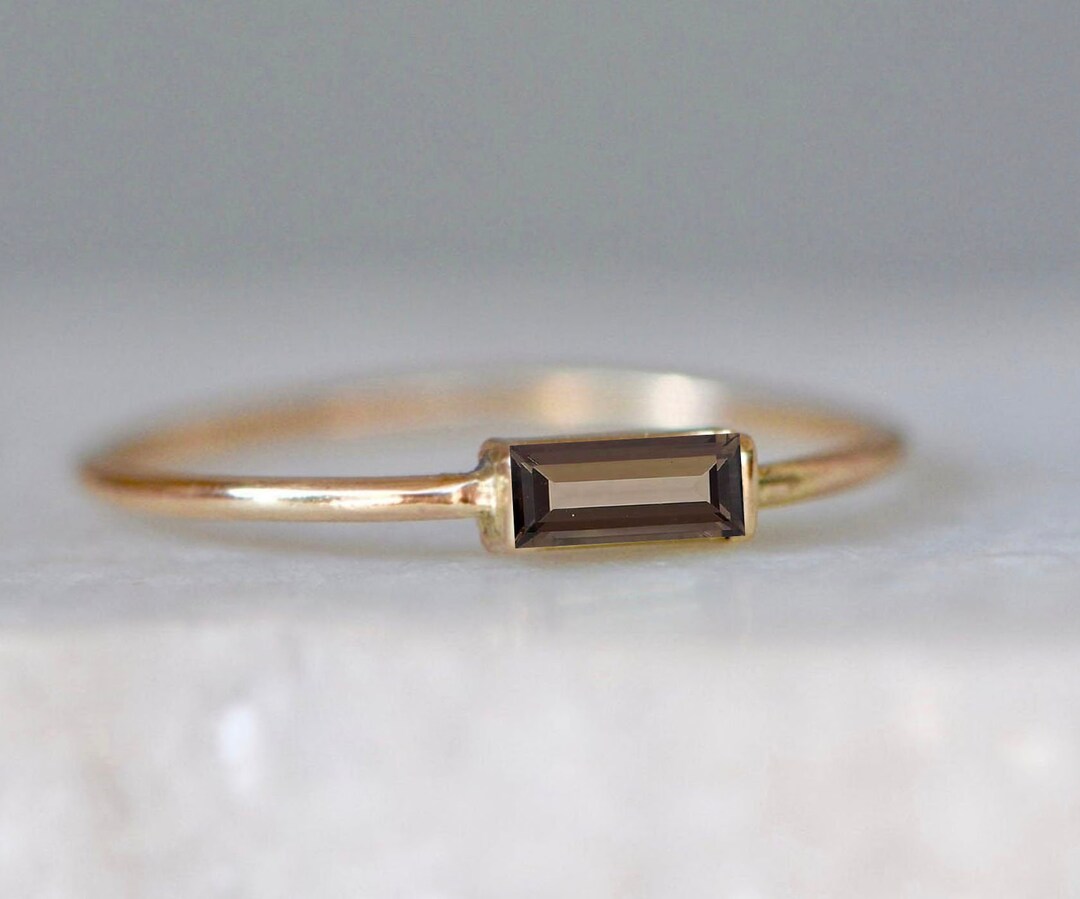 Smoky Quartz 14k Gold Ring, Minimalist Ring, Alternative Birthstone ...