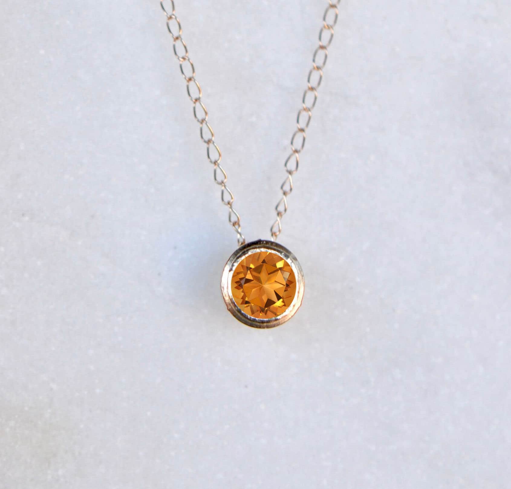 Citrine Solitaire Pendant 14k Gold November Birthstone | Etsy