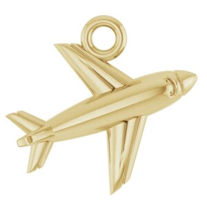 Airplane Dangle Charm Solid 14k Gold, Aviation Jewelry, Aeroplane ...