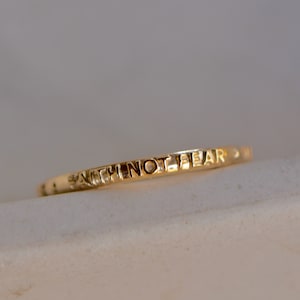 Faith Over Fear Solid 14k Gold Ring, Stackable Ring for Women, Simple ...