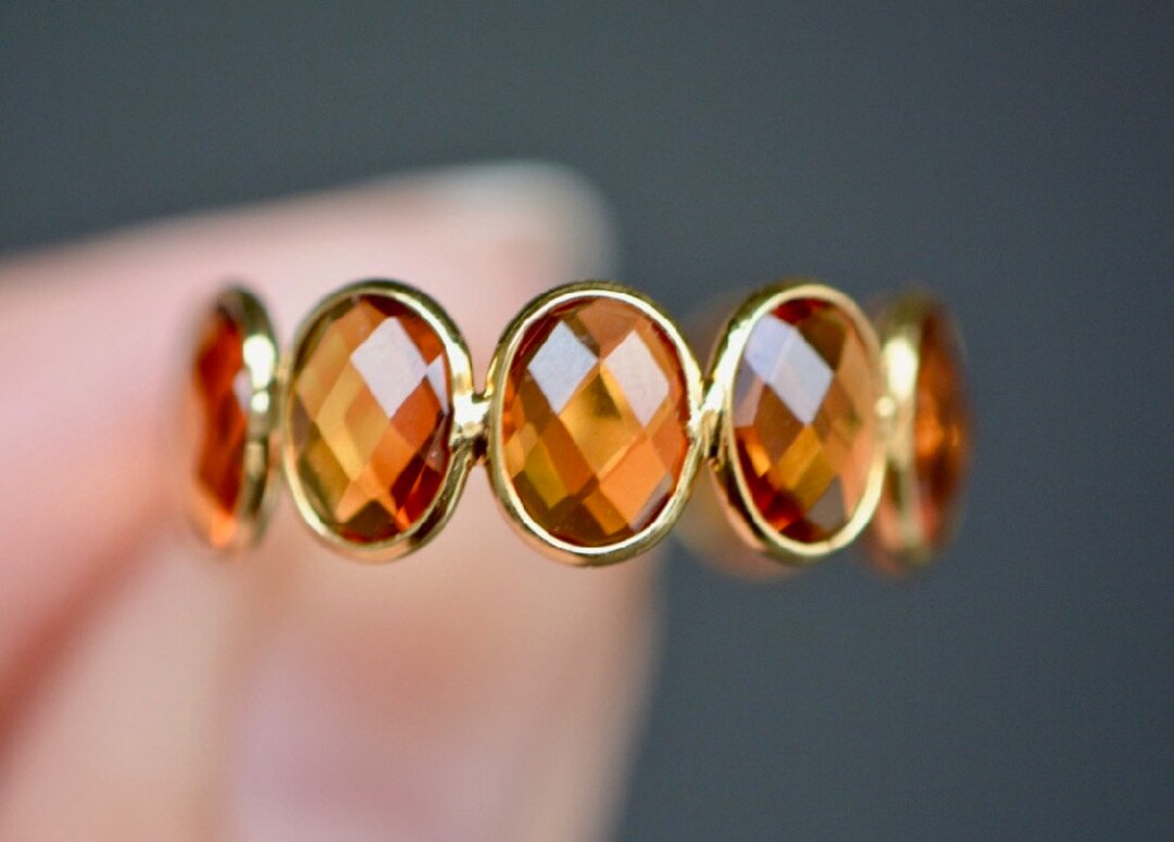 Citrine Oval Rosecut Adjustable Stacking Ring Solid 18kt Gold ...