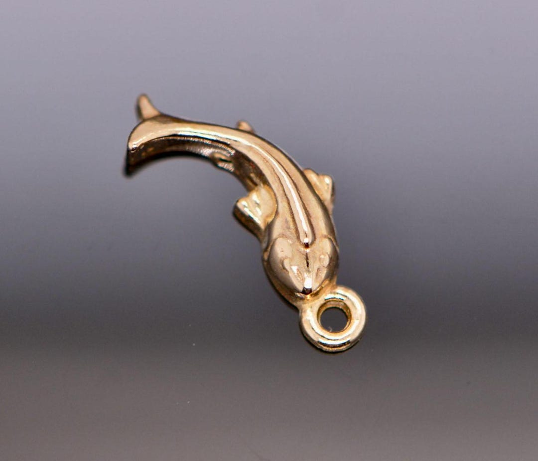 Koi Fish Dangle Charm Solid 14k Gold, Japanese Koi Fish, Ocean Charm ...