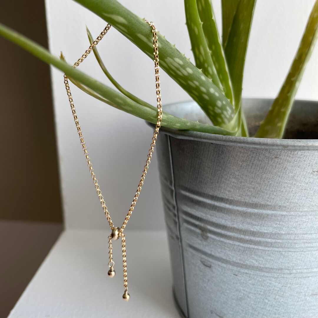 Adjustable Slider Bracelet, Slip on Bracelet, 14k Gold Filled, Dainty ...