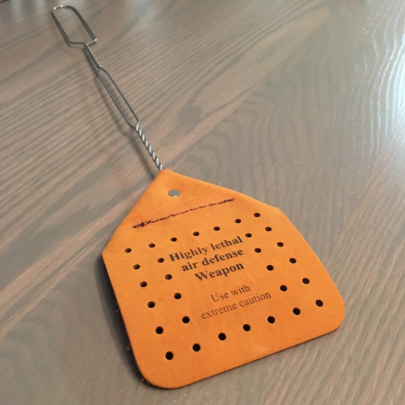 Leather fly swatter with stainless steel handle | Etsy