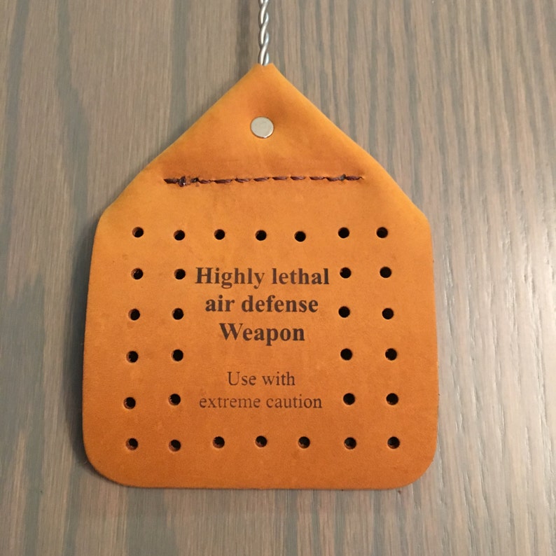 Leather fly swatter with stainless steel handle | Etsy