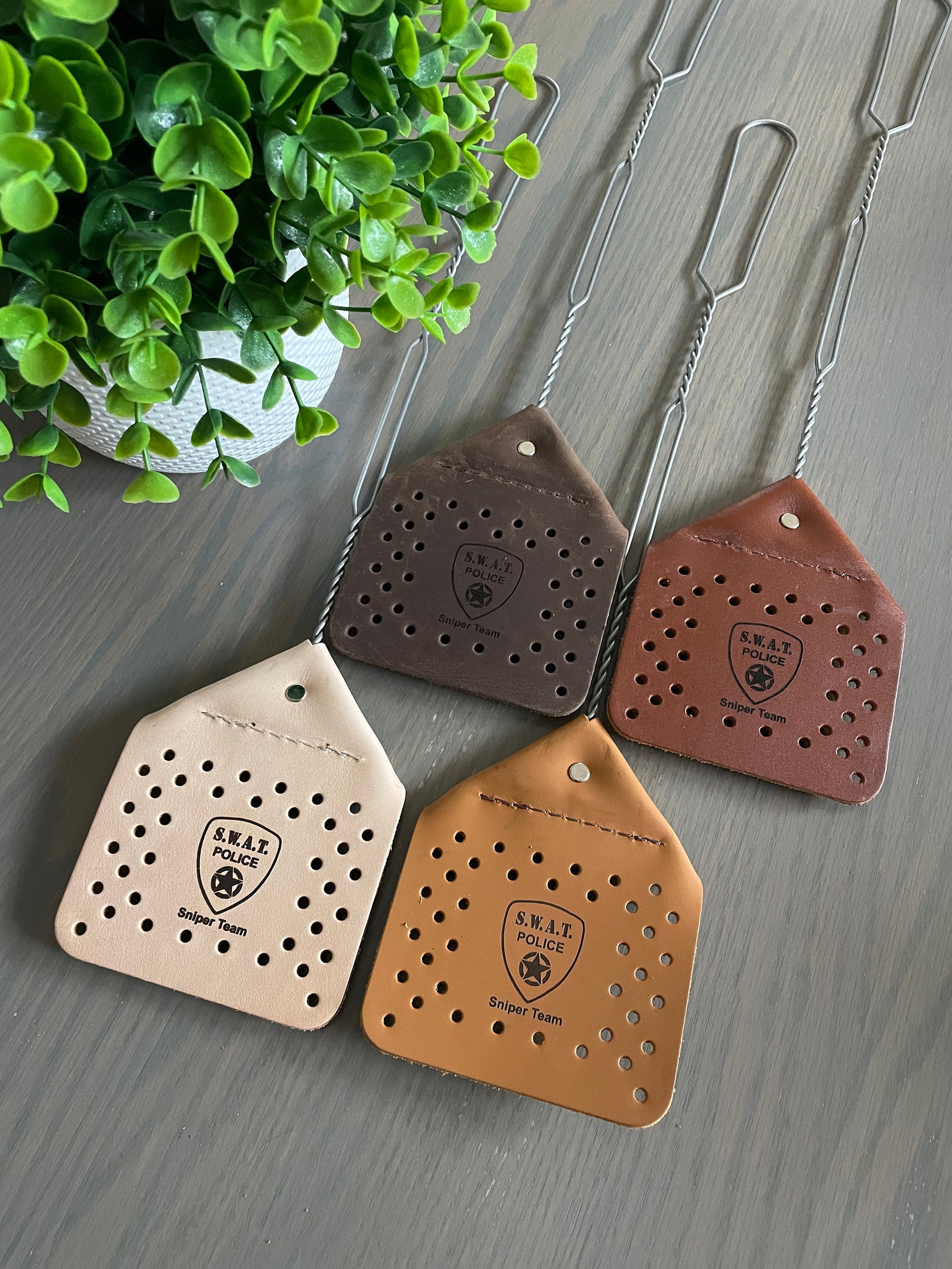 Leather Fly Swatter // Heavy Duty // Laser Engraved // S.W.A.T. Police ...