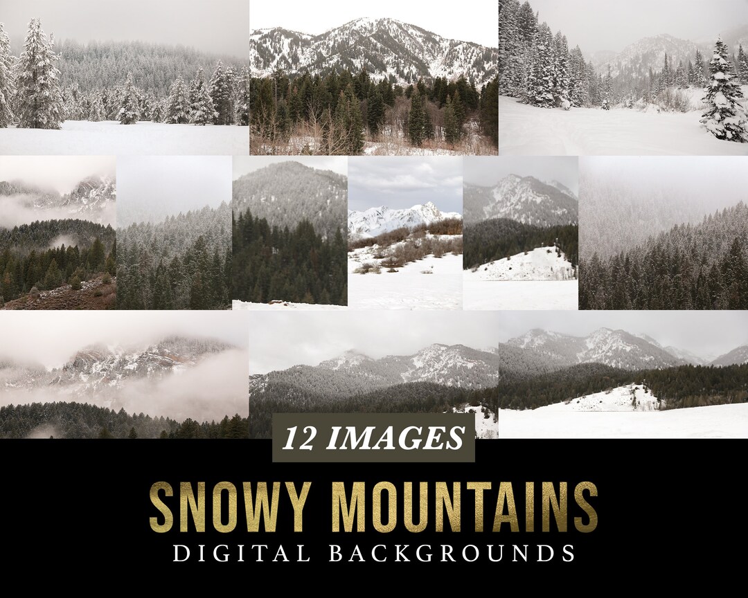 12 Snowy Mountain Digital Backgrounds - Winter Photography Backdrops ...