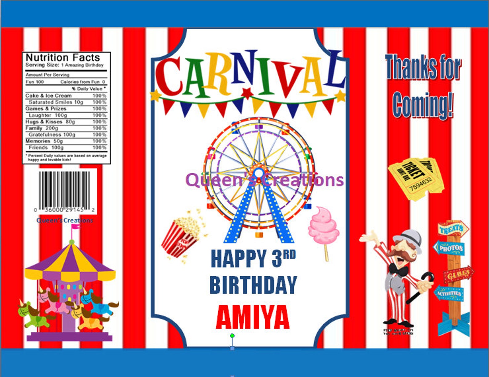 Personalized Carnival Chip Bag Template, Printable Carnival Chip Bag ...