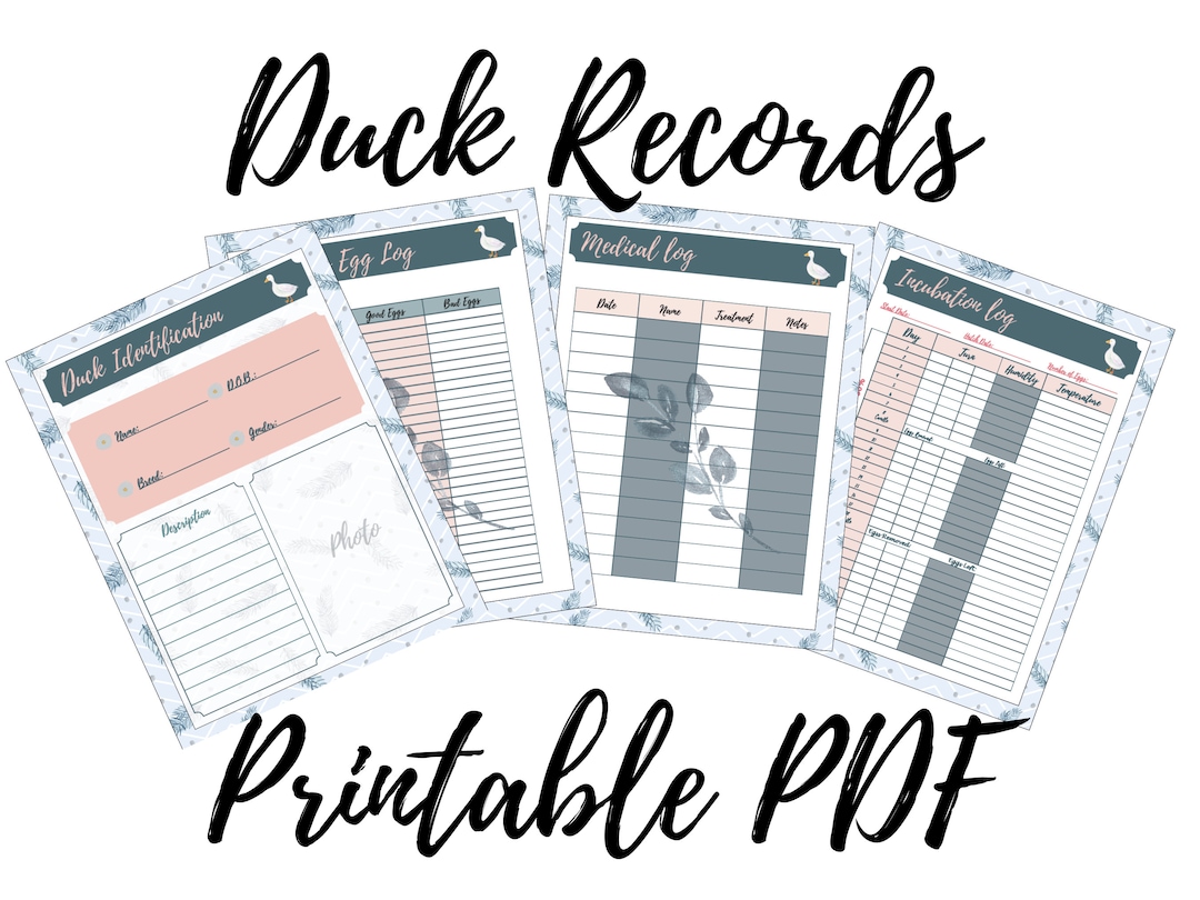 Duck Records Printable PDF Homestead Farm Planner - Etsy