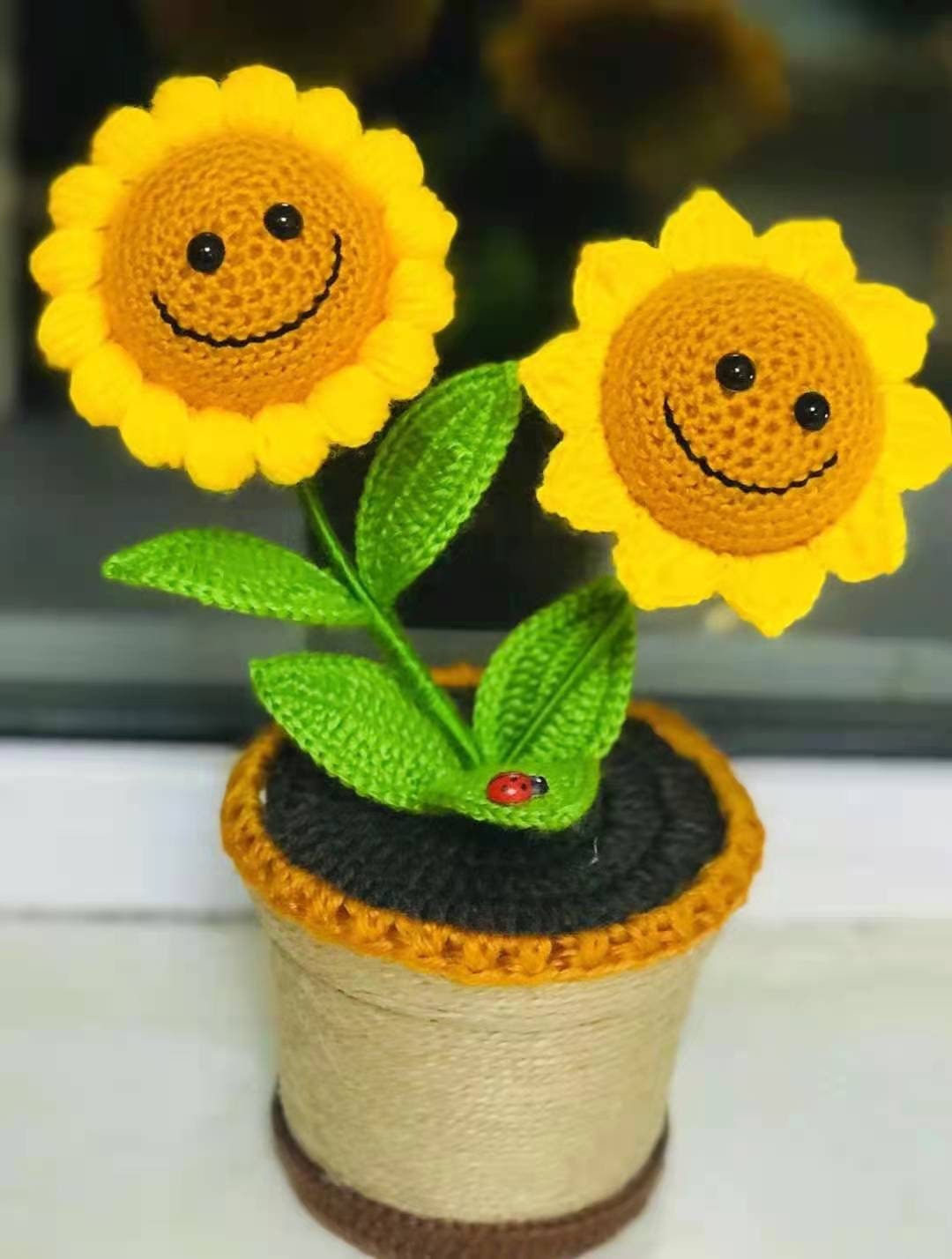 Crochet Fiber Arts Crochet Amigurumi Knitted 2 Smile Face Sunflower ...