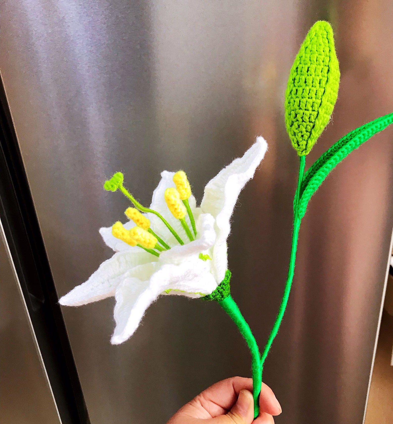 Handmade Crochet Simulation Lily Flowers With Bud Bouquet 1 - Etsy