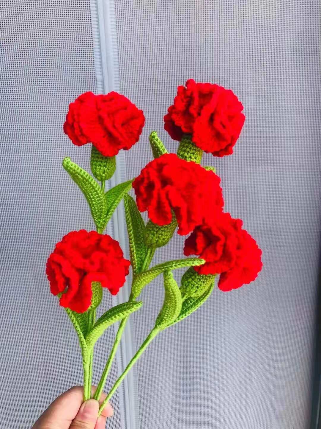 Crochet Carnations Flower Bouquet Red Pink Purple Orange | Etsy