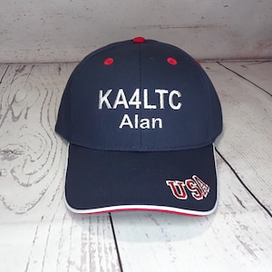 Embroidered Call Sign and Name Amateur Radio Operator Patriotic Hat ...
