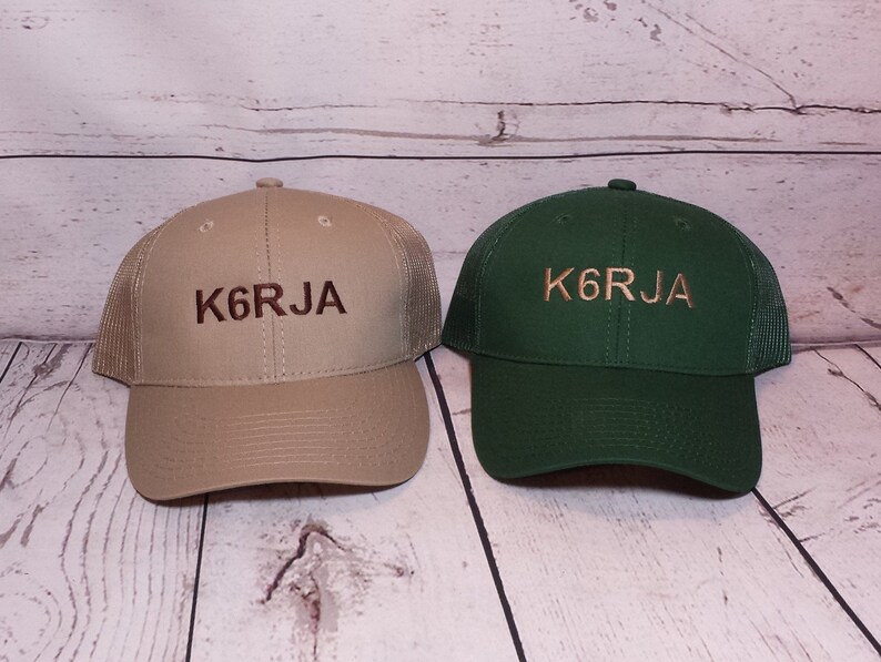 Embroidered Ham Radio Call Sign and Name Mesh Back Hat / Custom Amateur ...