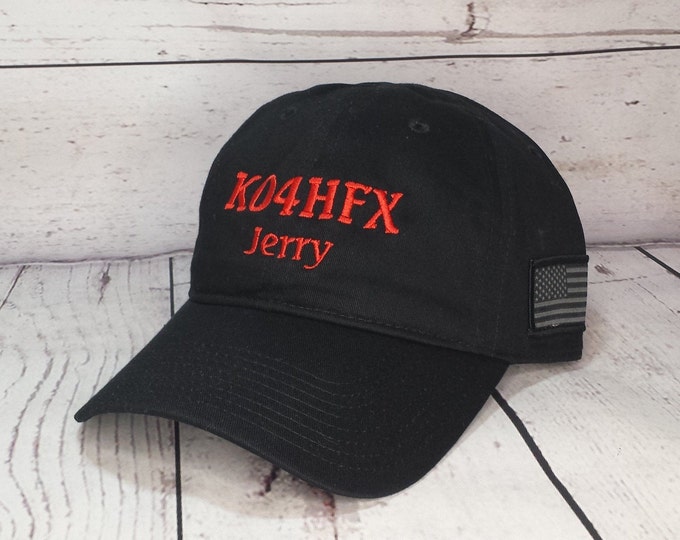 Embroidered Call Sign and Name Tactical Hat With American Flag on Side ...