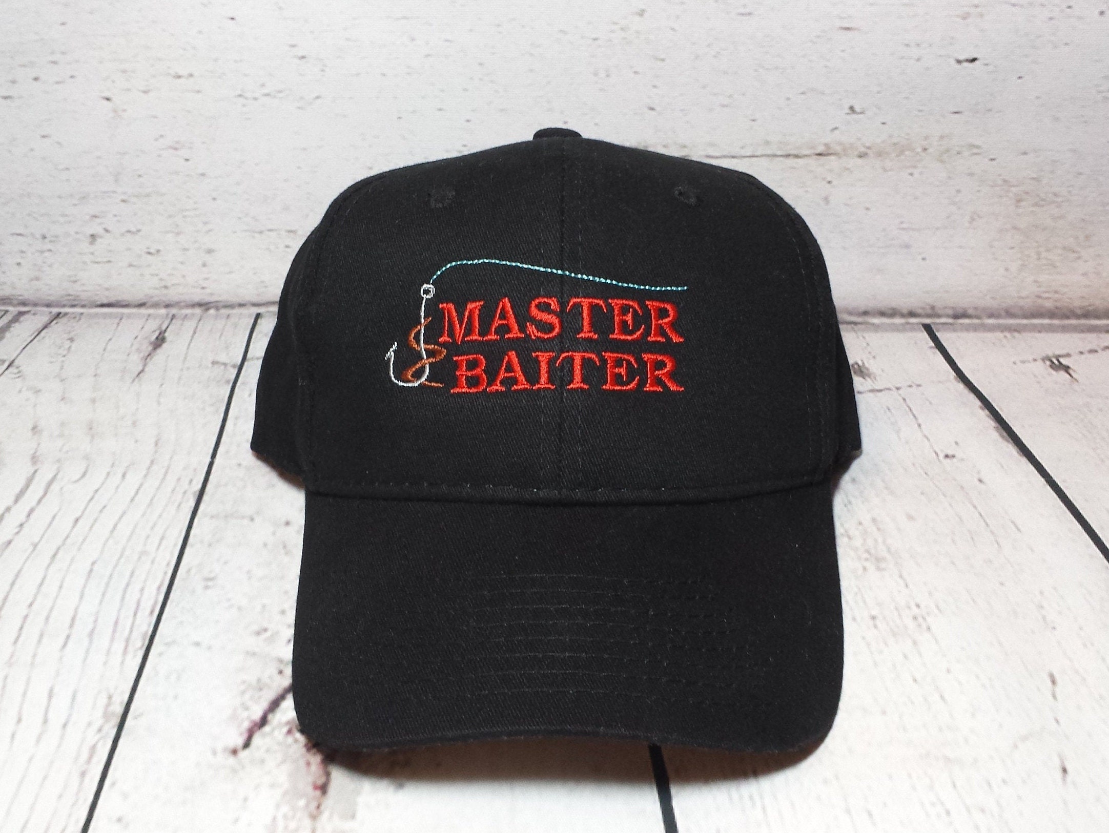 Custom Embroidered Master Baiter Fishing Hat / Adult Humor Fathers Day ...