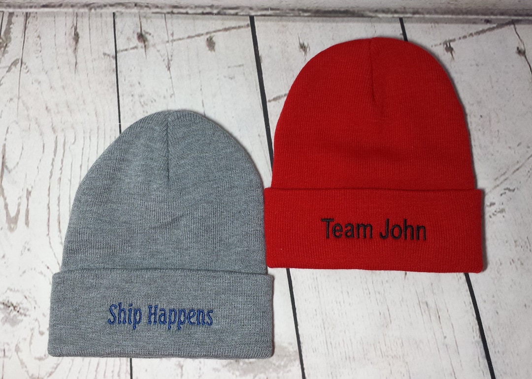 Custom Embroidered Personalized Text Beanie Hat / Custom Text ...