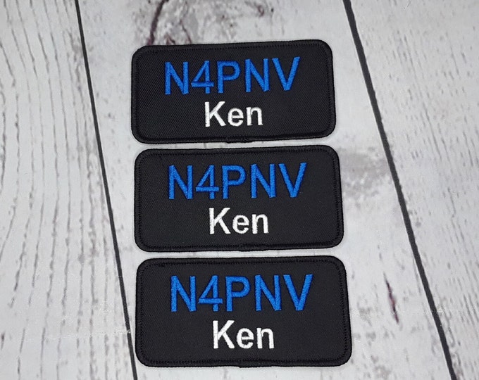 3 Embroidered Amateur Radio Call Sign and Name Patches / Custom ...