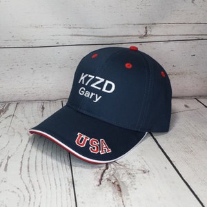 Embroidered Call Sign and Name Amateur Radio Operator Patriotic Hat ...