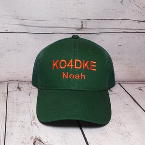 Embroidered Ham Radio Call Sign and Name Mesh Back Hat / Custom Amateur ...